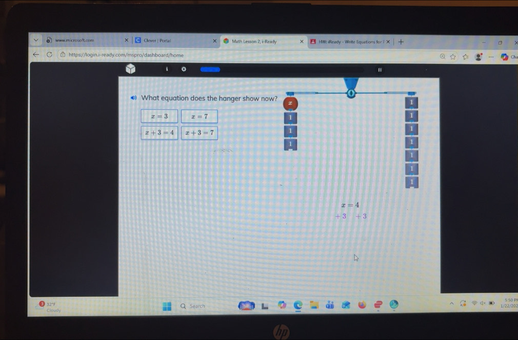 Gelöst:Clever | Portal Math Lesson 2, i-Ready HW: iReady - Write ...