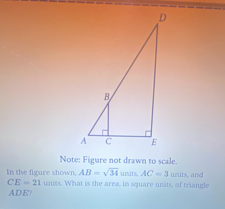 Solved: Note: Figure not drawn to scale. In the figure shown, AB=sqrt(34) units, AC=3 units, and ...