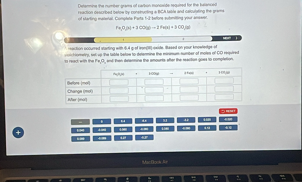 Solved: Determine the number grams of carbon monoxide required for the ...