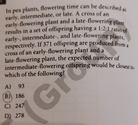 تم الحل:In pea plants, flowering time can be described as early ...