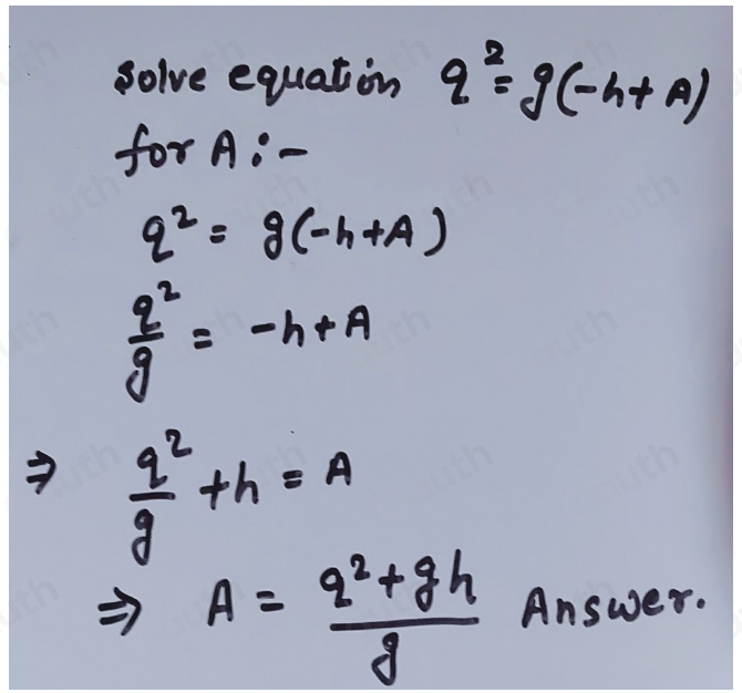 Solved: Solve the following equation for A. Be sure to take into ...