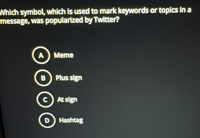 Solved: Which symbol, which is used to mark keywords or topics in a ...
