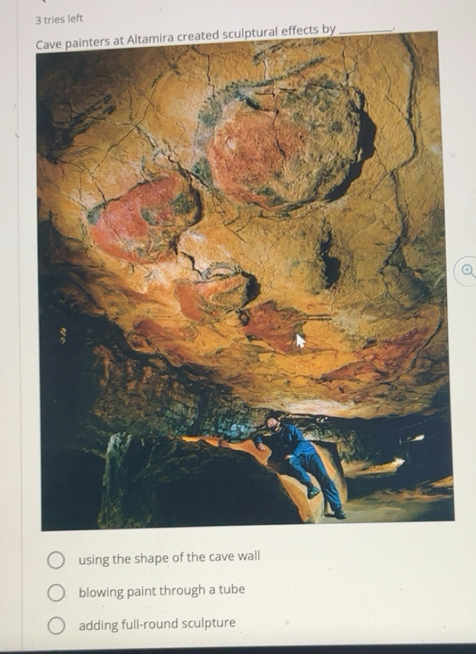 Solved: tries left . using the shape of the cave wall blowing paint ...