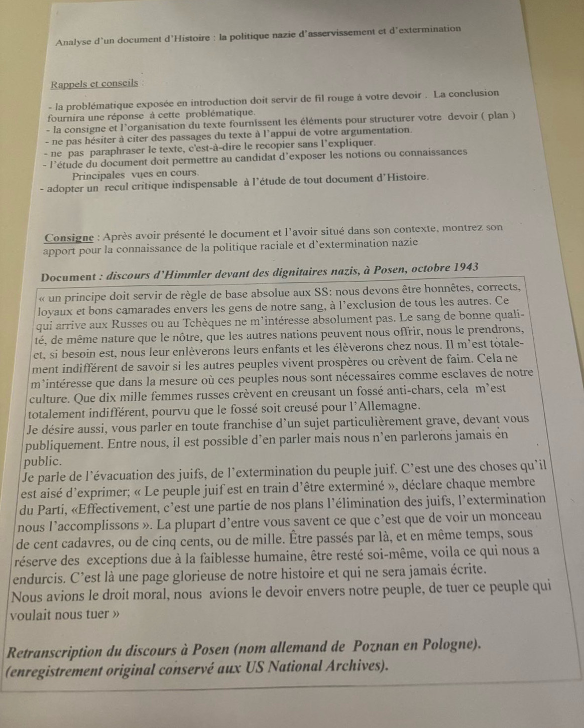 Résolu :Analyse d'un document d'Histoire : la politique nazie d ...