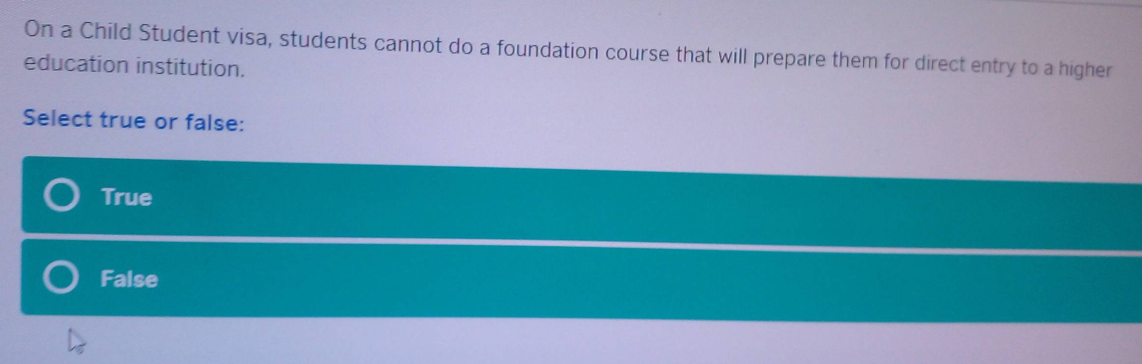 Solved: On a Child Student visa, students cannot do a foundation course ...