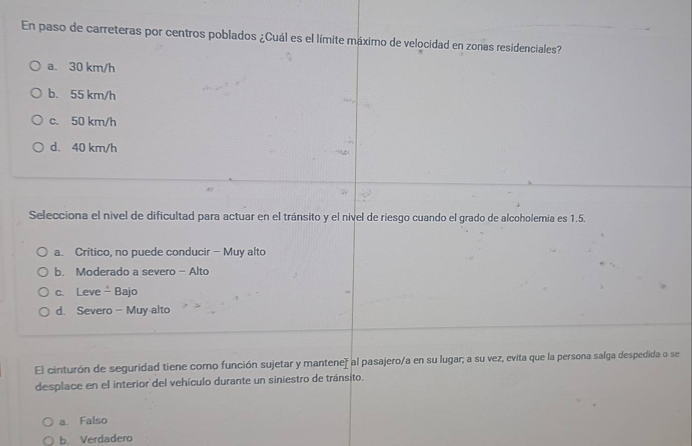 Resuelto:En paso de carreteras por centros poblados ¿Cuál es el límite ...