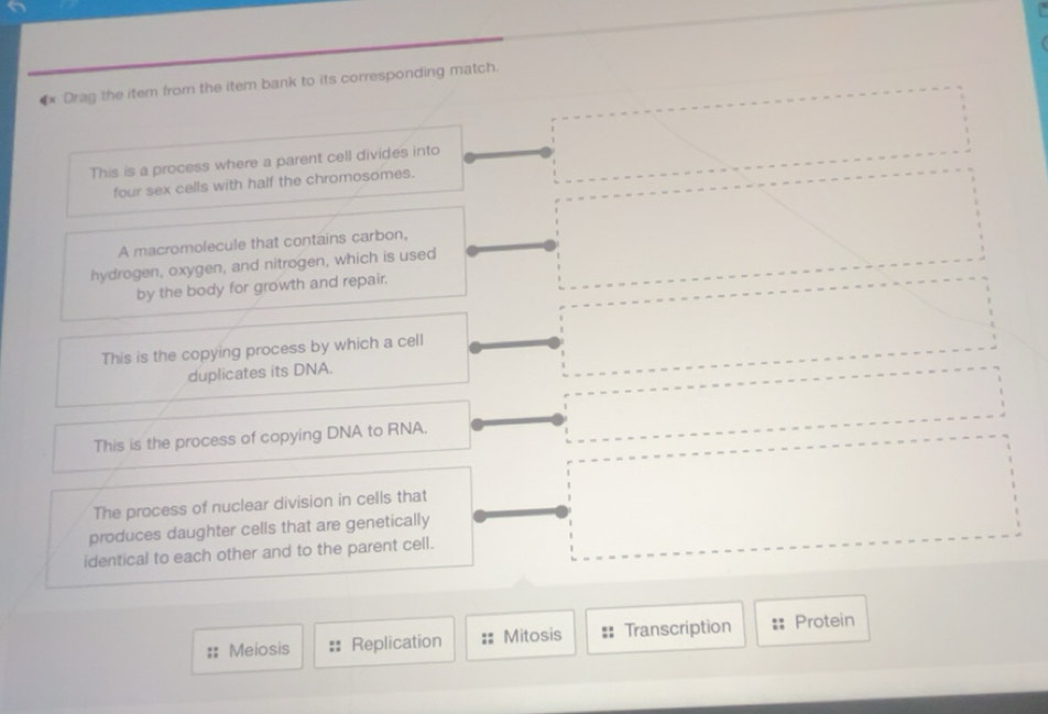 Gelöst:Drag the item from the item bank to its corresponding match ...