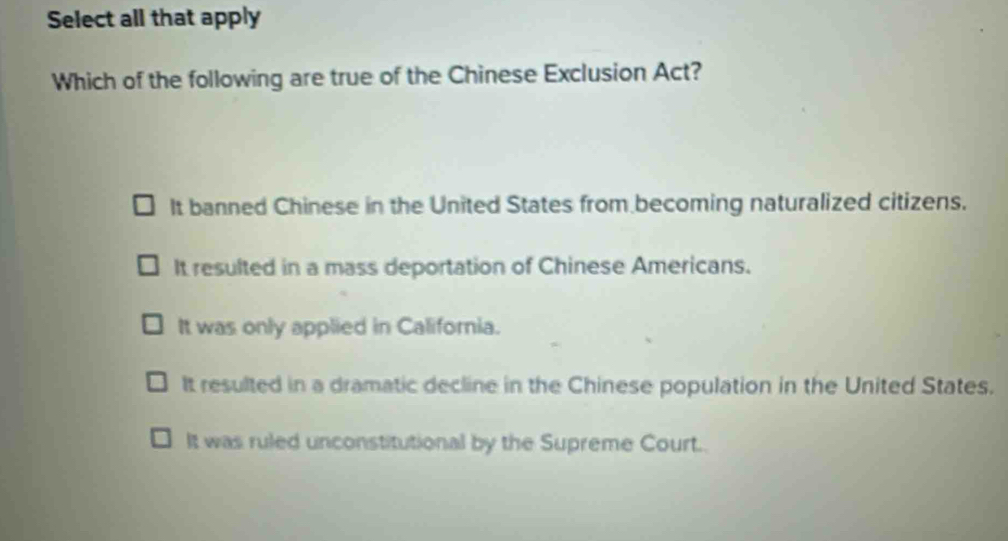 Solved: Select all that apply Which of the following are true of the ...