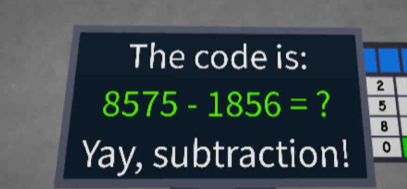 Solved: The code is: 575-1856= ? Yay, subtraction! [Math]