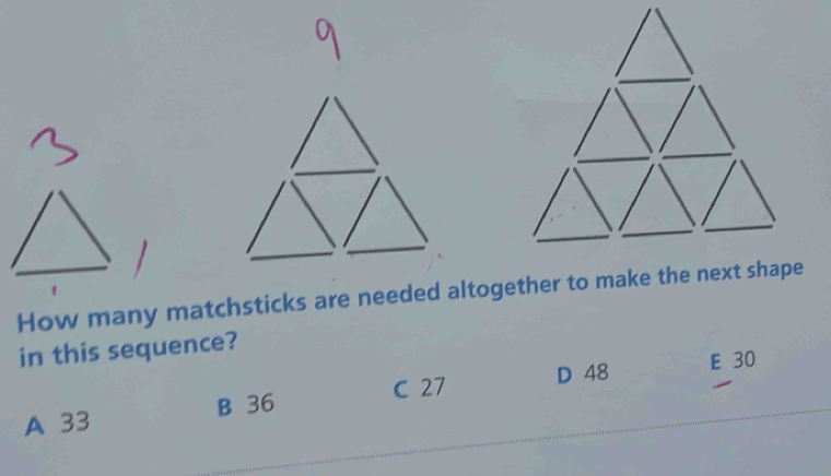 Solved: How many matchsticks are needed altogether to make the next ...