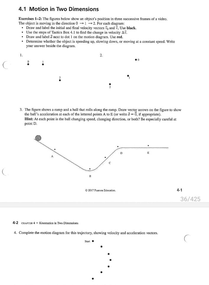 Solved: 4.1 Motion in Two Dimensions Exercises 1-2: The figures below ...