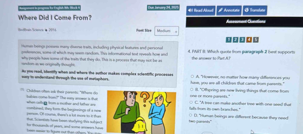 Solved: Assigsment in progress for English 8th; Block 4 Due January 24 ...