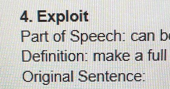 Solved: Exploit Part of Speech: can b Definition: make a full Original Sentence: [Others]
