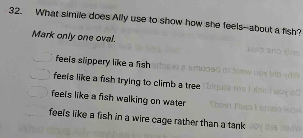 Solved: What simile does Ally use to show how she feels--about a fish ...