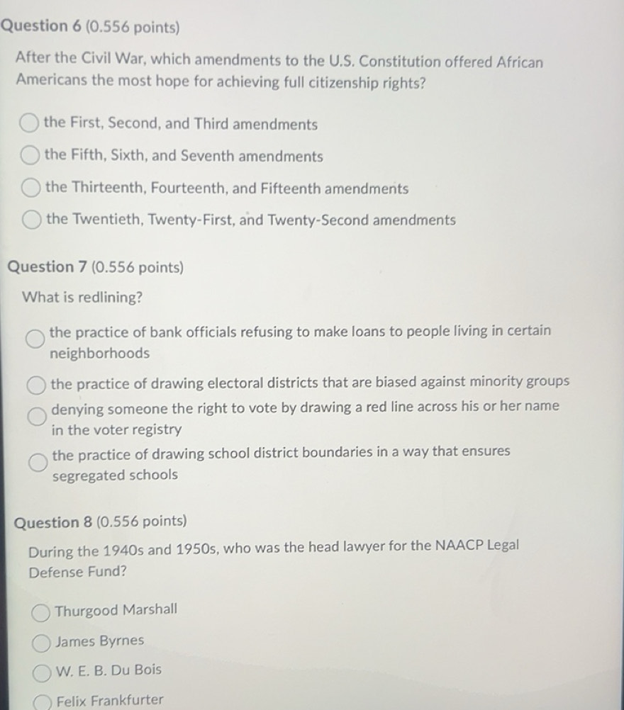Solved: After the Civil War, which amendments to the U.S. Constitution ...