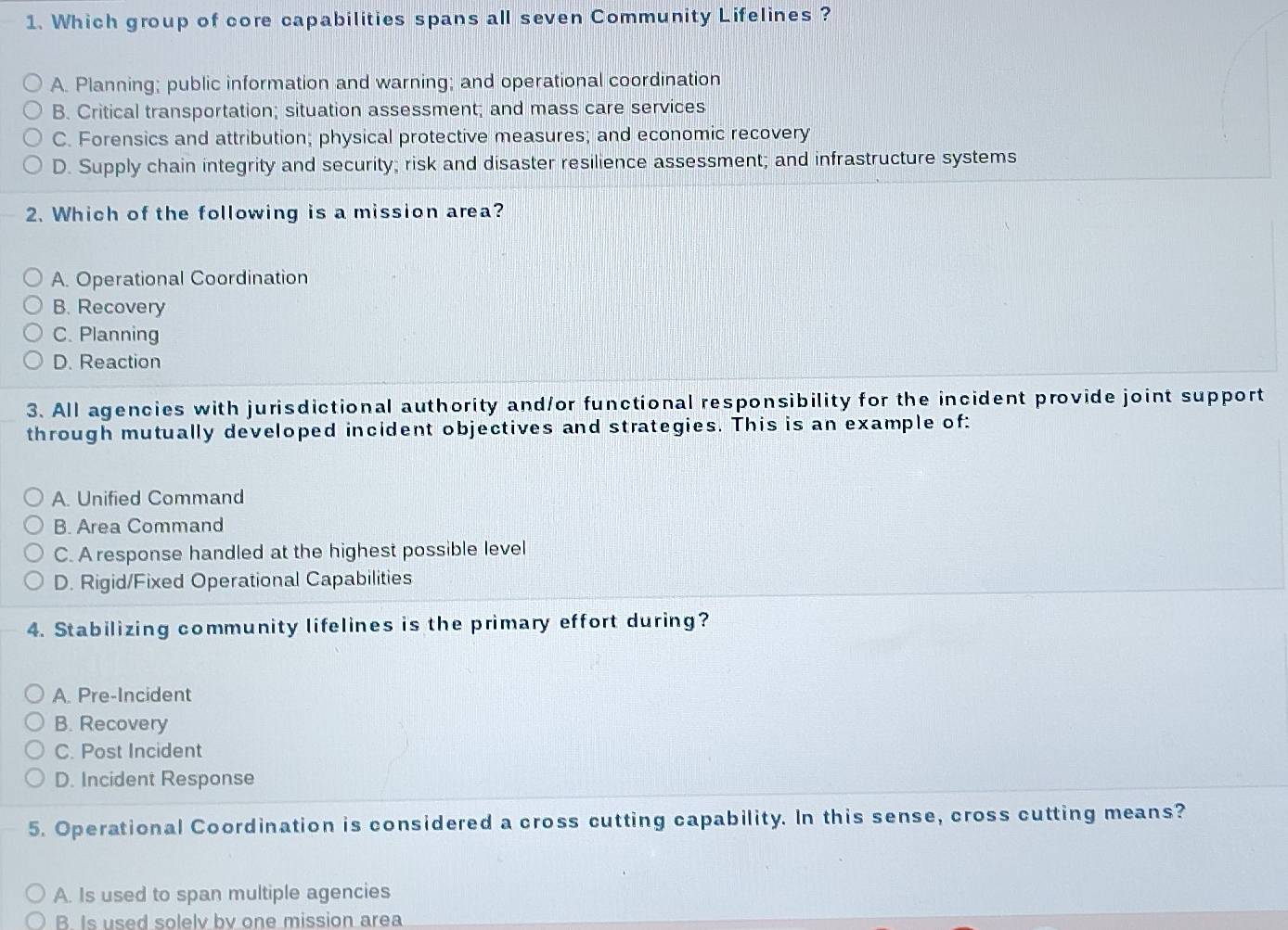 Solved: Which group of core capabilities spans all seven Community ...
