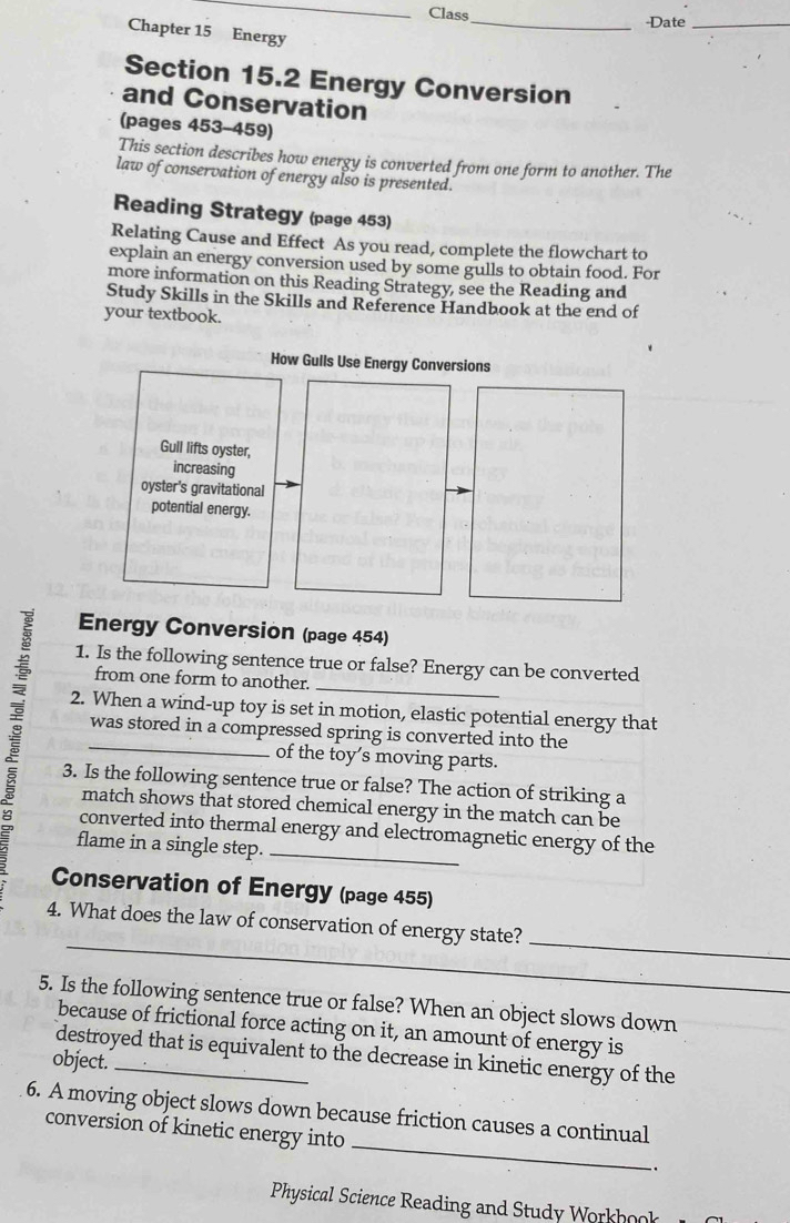 Solved: Class _-Date_ Chapter 15 Energy Section 15.2 Energy Conversion ...