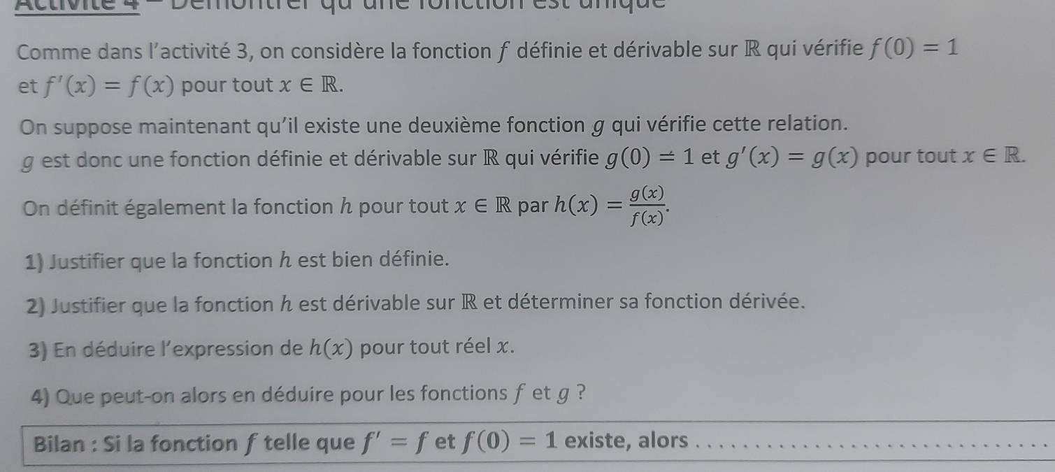 Résolu :Activite 4 -Demontrer qu une fonction est anque Comme dans l ...
