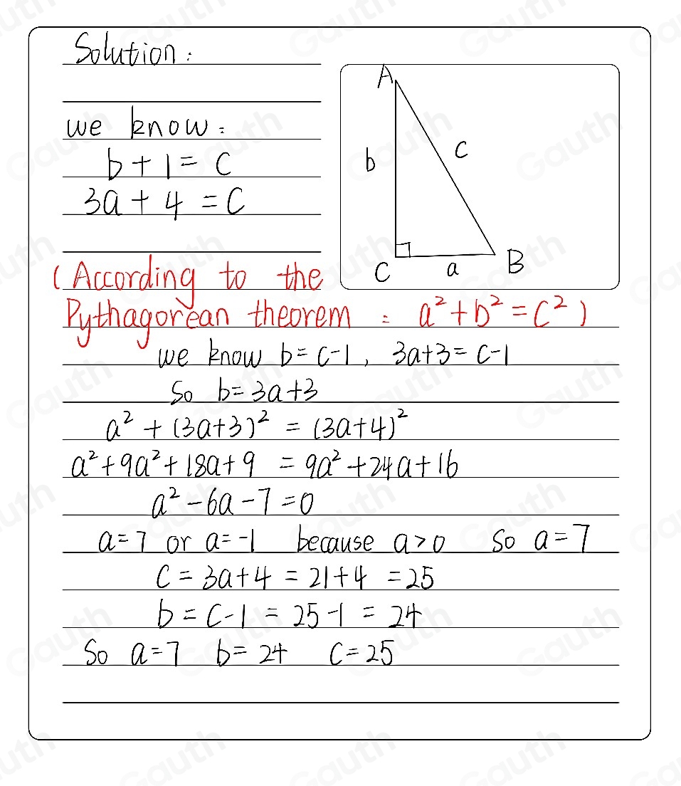 Solved: The hypotenuse of a right triangle is 1 centimeter longer than ...