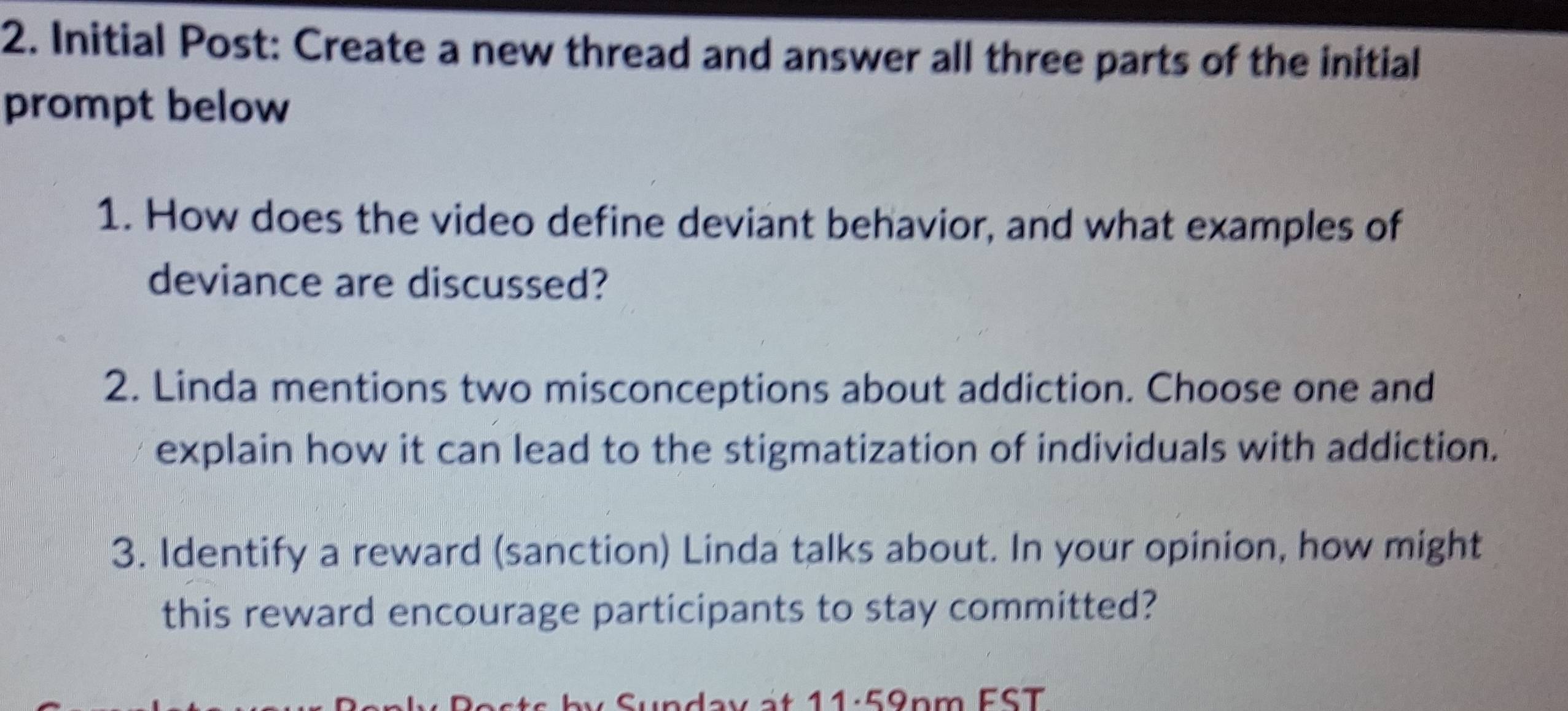 Solved: Initial Post: Create a new thread and answer all three parts of ...