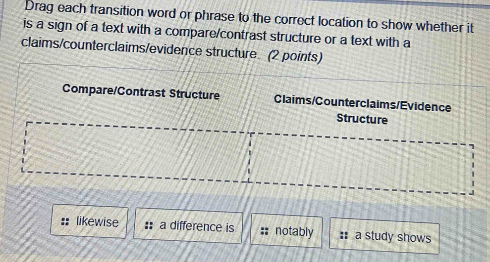 Solved: Drag each transition word or phrase to the correct location to ...