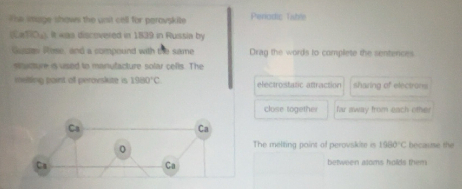 Gelöst:The inage shows the unit cell for perovskite Periodic Table a ...