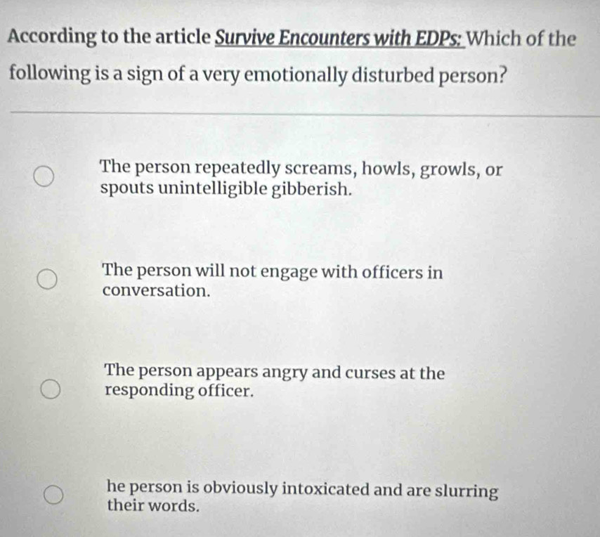 Solved: According to the article Survive Encounters with EDPs: Which of ...