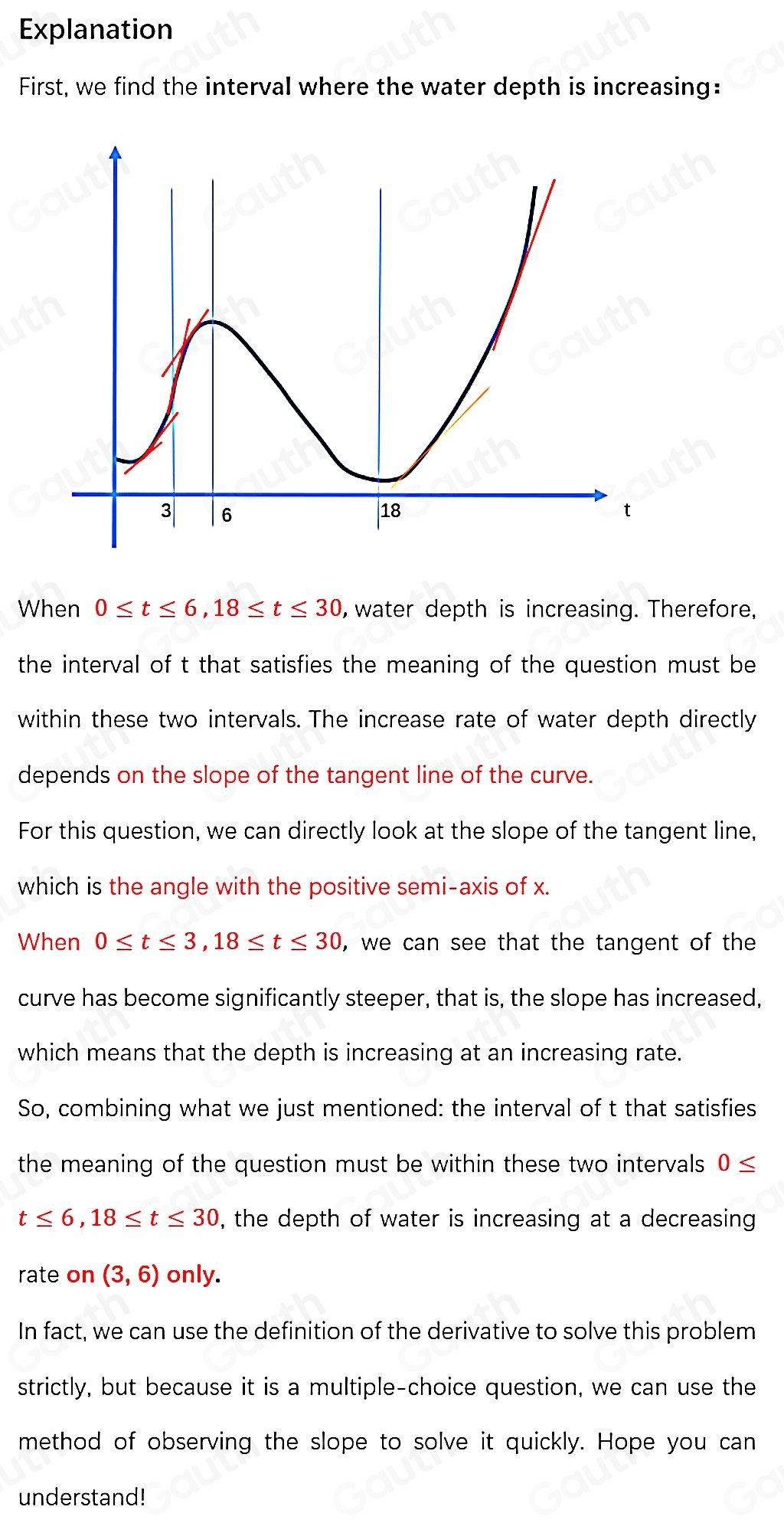 Solved: The depth of water, in feet, at a certain place in a lake is ...