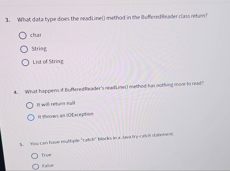 Solved: What data type does the readLine() method in the BufferedReader ...