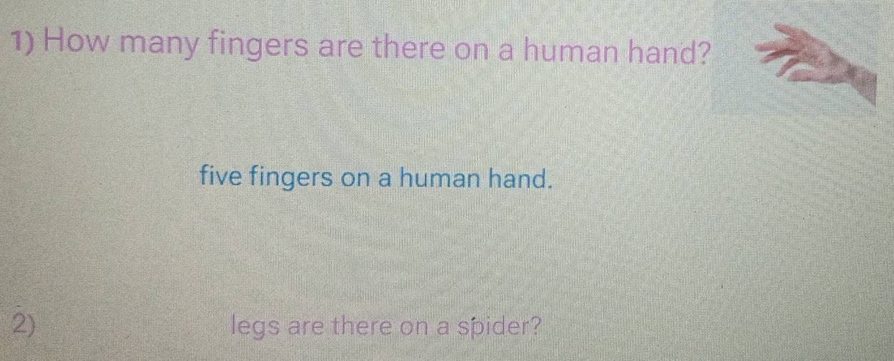 Resuelto:How many fingers are there on a human hand? five fingers on a ...