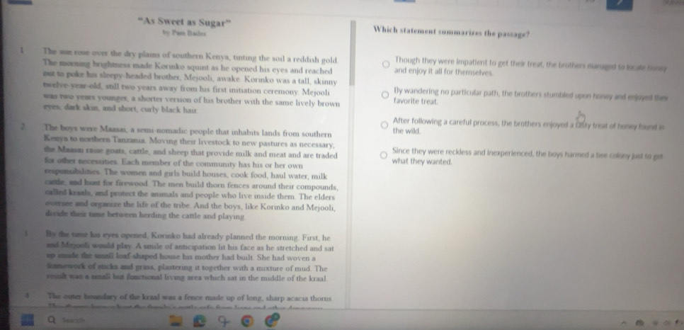Solved: “As Sweet as Sugar” Which statement summarizes the passage? by ...