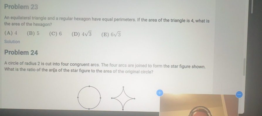 Solved: Problem 23 An equilateral triangle and a regular hexagon have ...