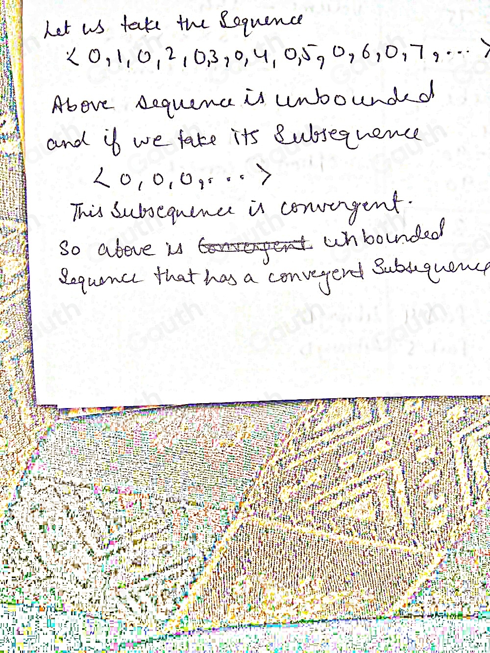 Solved: Give an example of an unbounded sequence that has a convergent ...