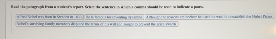 Solved: Read the paragraph from a student’s report. Select the sentence ...