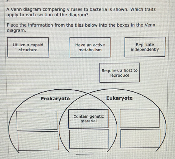 Solved: A Venn diagram comparing viruses to bacteria is shown. Which ...