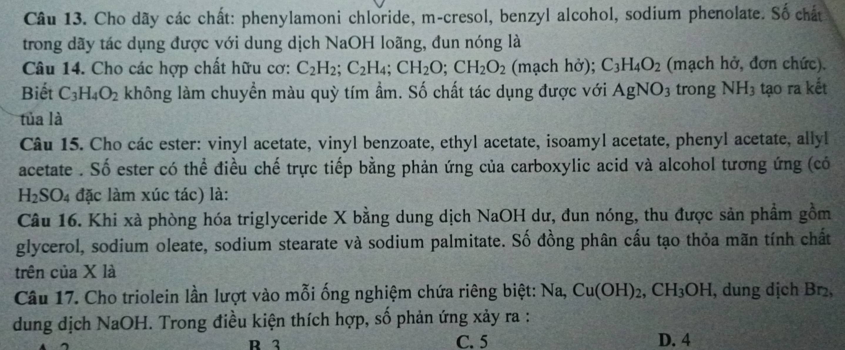 Giải quyết:Cho dãy các chất: phenylamoni chloride, m-cresol, benzyl ...