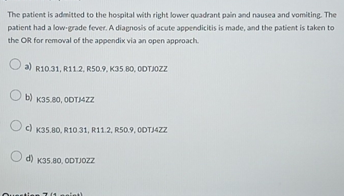 Solved: The patient is admitted to the hospital with right lower ...
