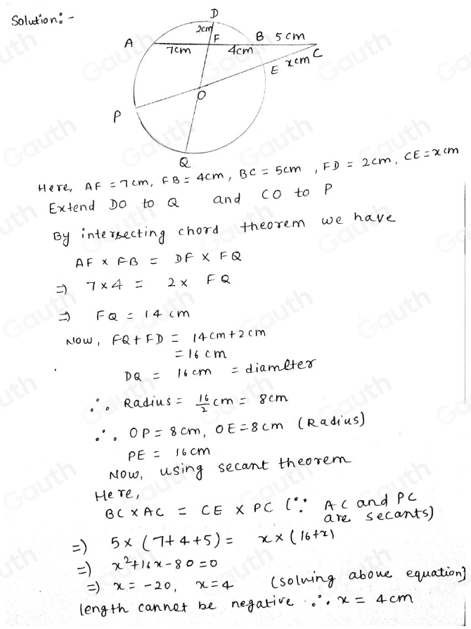 Solved: 6Diagram NOT accurately drawn A, D, B and E are points on a circle, centre O. AFBC, OEC ...