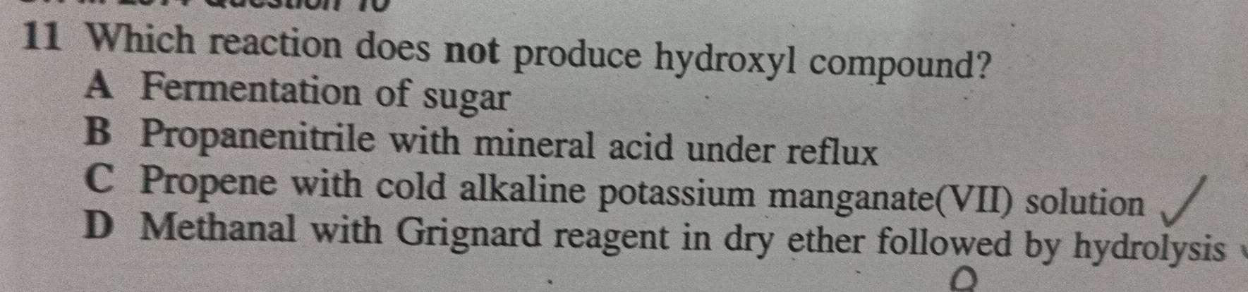 Selesai:Which reaction does not produce hydroxyl compound? A ...