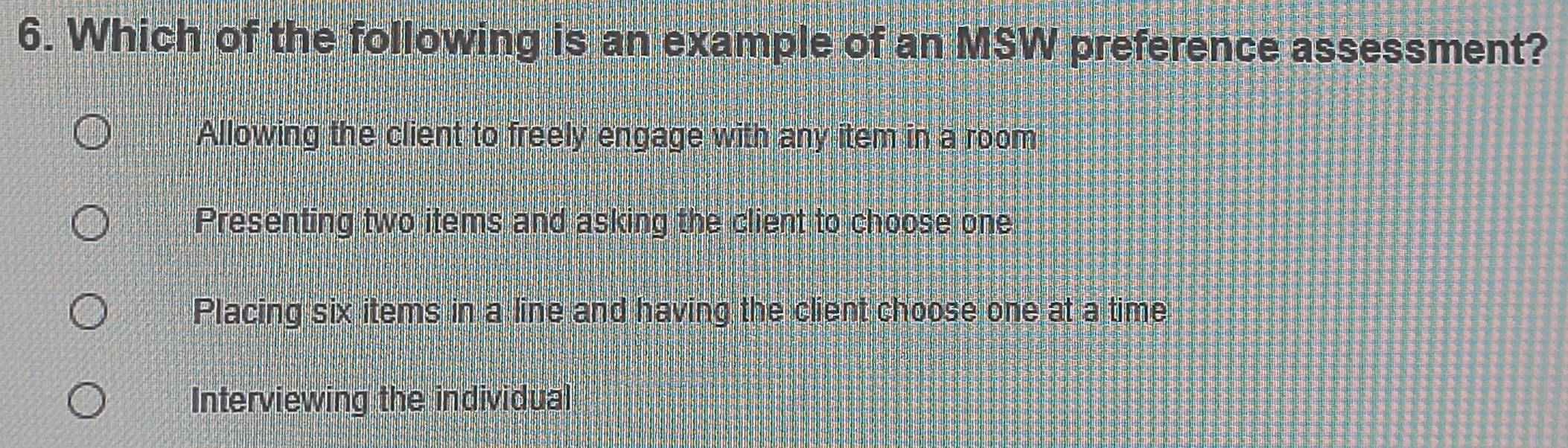 Solved: Which of the following is an example of an MSW preference ...