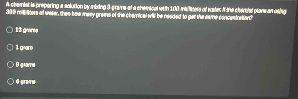 Solved: A chemist is preparing a solution by mixing 3 grams of a ...