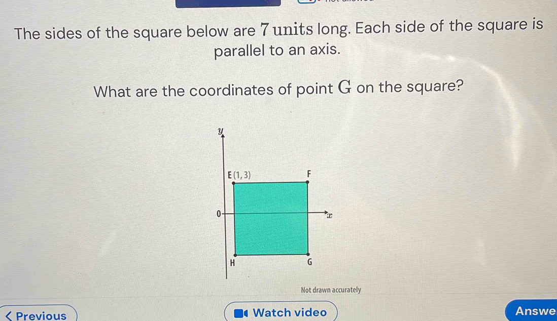 Solved: The sides of the square below are 7 units long. Each side of ...