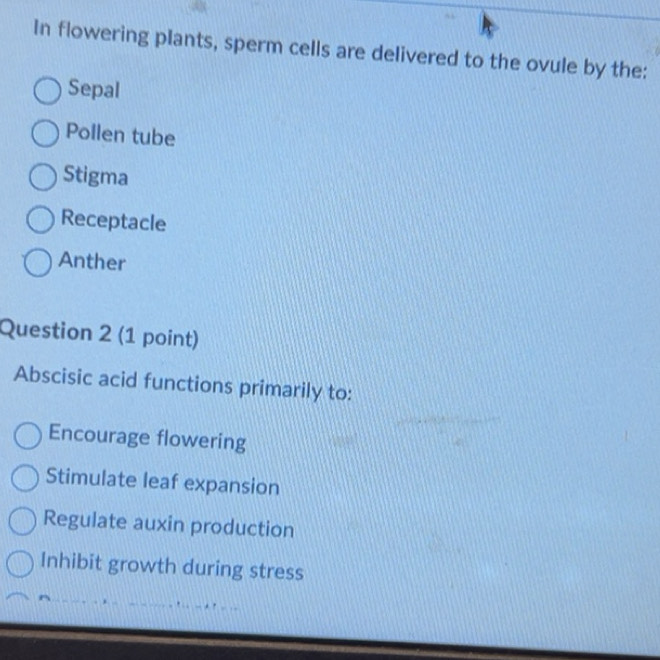Solved: In flowering plants, sperm cells are delivered to the ovule by ...