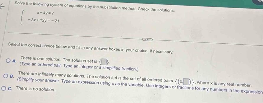 Solved: Solve the following system of equations by the substitution ...