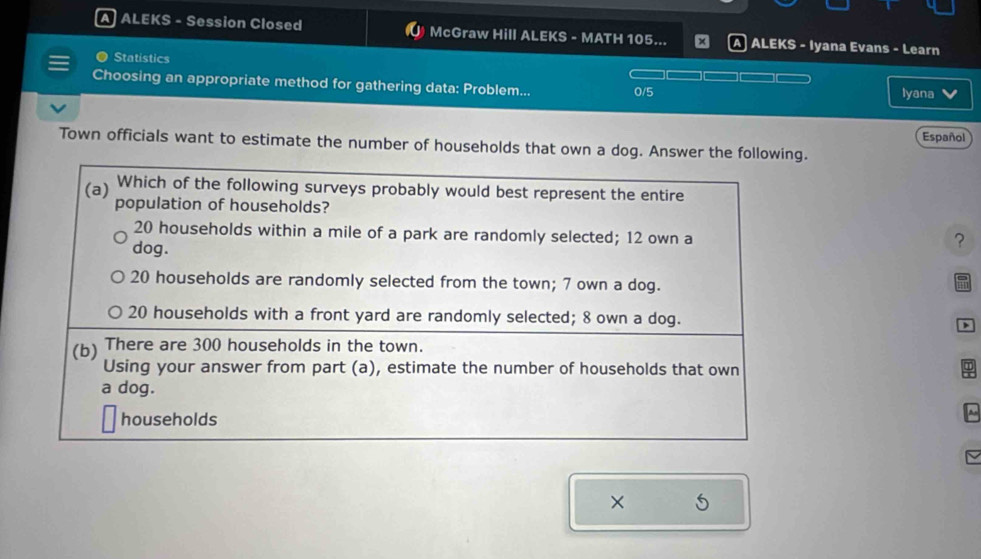 Solved: A ALEKS - Session Closed McGraw Hill ALEKS - MATH 105... x A ...