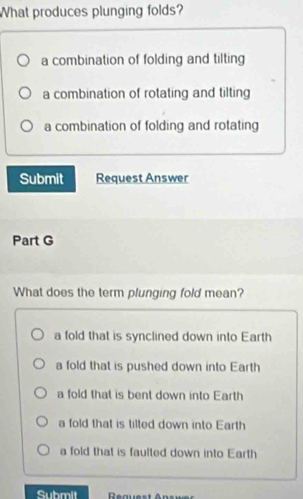Solved: What produces plunging folds? a combination of folding and ...