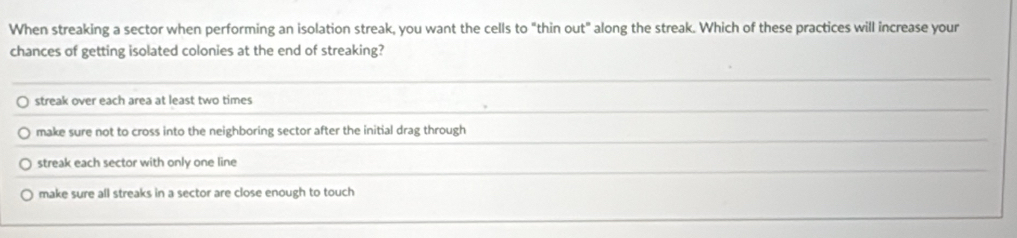 Solved: When streaking a sector when performing an isolation streak ...