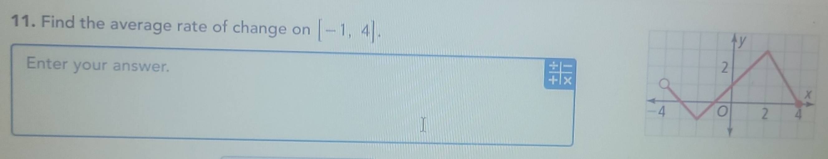 Solved: Find the average rate of change on [-1,4]. Enter your answer. ÷ ...