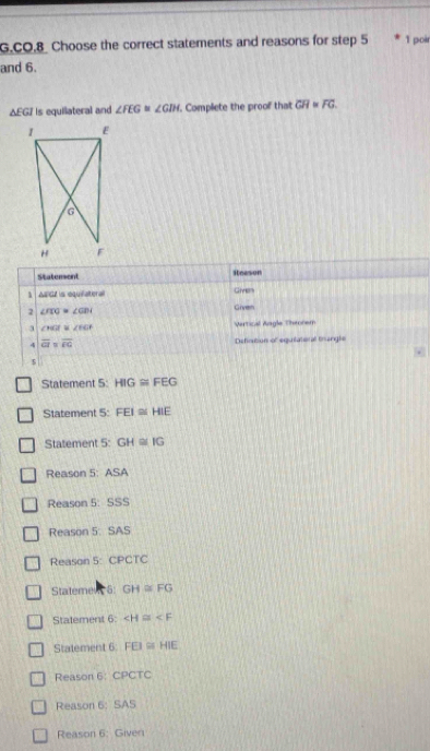Solved: CO.8_ Choose the correct statements and reasons for step 5 1 ...