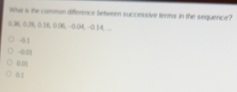 Solved: What is the common difference between successive terms in the ...